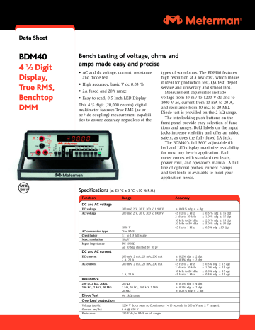Wavetek 40 Bench Digital Multimeter Data Sheet | Manualzz