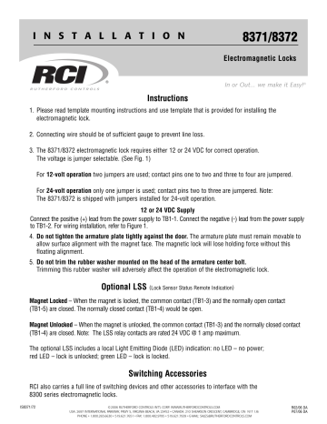 RCI 8371 Installation Manual | Manualzz