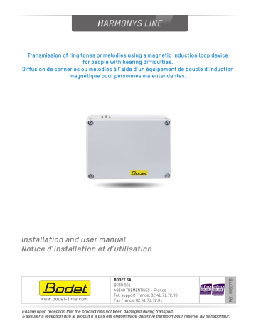 Bodet harmonys Installation And User Manual | Manualzz