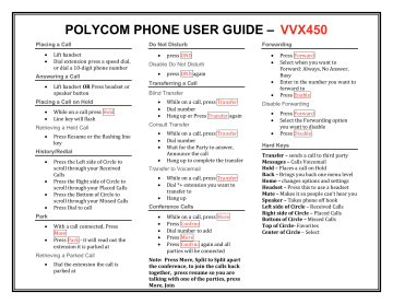 Polycom VVX-450 Series User Manual | Manualzz