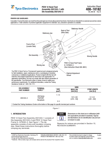 Tyco Electronics PEW 12 Instruction Sheet | Manualzz