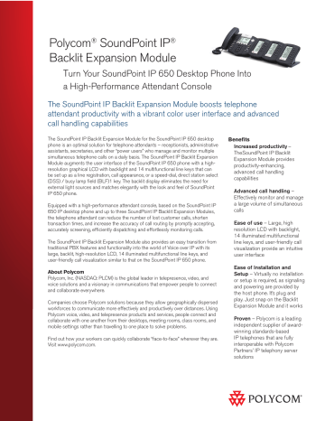 Polycom SoundPoint IP 650 Specifications | Manualzz