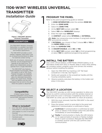 DMP Electronics 1106-WINT Installation Manual | Manualzz