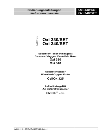 wtw CellOx 325, Oxi 330, Oxi 340, OxiCal-SL Instruction Manuals | Manualzz