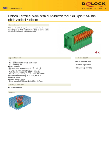 Delock 66336 Terminal block Data Sheet | Manualzz