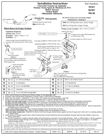 Draw-Tite 36361 Class II Trailer Hitch Guide d'installation | Manualzz