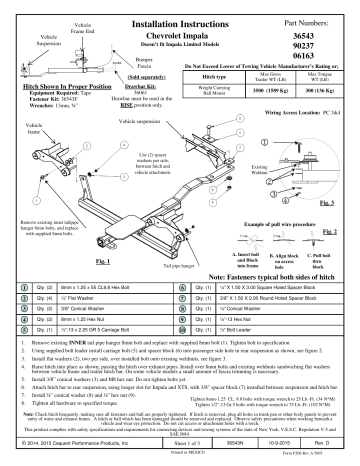 Draw-Tite 36543† Class II Trailer Hitch Guide d'installation | Manualzz