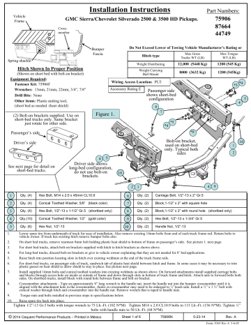 Draw-Tite 75906 Class IV Trailer Hitch Guide d'installation | Manualzz