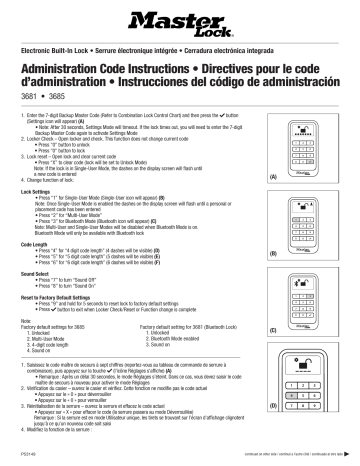 Master Lock 3681 Locker Lock Mode d'emploi | Manualzz