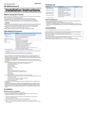 Mitsubishi Electric MX MES Installation Instructions | Manualzz