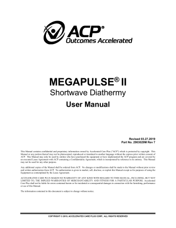 ACP Megapulse II Shortwave Diathermy User Manual | Manualzz