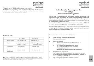 Geba Tronic TCS - Cody 2 Owner Manual | Manualzz