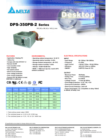 Delta Electronics DPS-350PB-2 Specifications | Manualzz