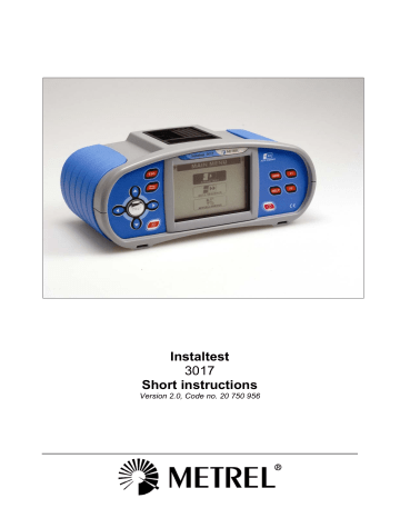 METREL Instaltest 3017 Short Instructions | Manualzz