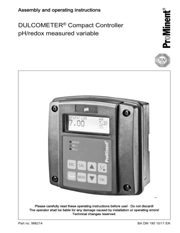 ProMinent DULCOMETER Assembly And Operating Instructions Manual | Manualzz