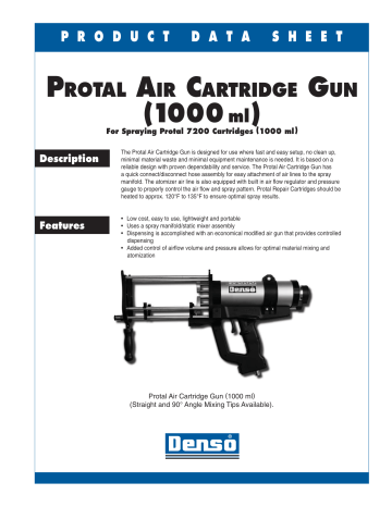 Denso PROTAL AIR CARTRIDGE GUN Product Data Sheet | Manualzz