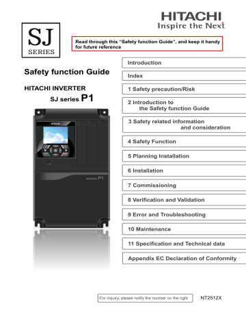Hitachi SJ P1 Series, SJ Series Safety Function Manual | Manualzz