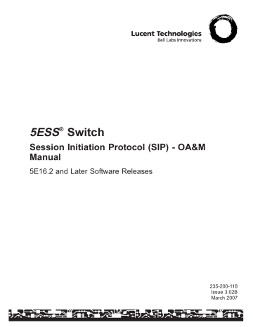 Lucent Technologies 5ESS Manual | Manualzz