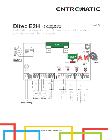 Entrematic Ditec E2H - IP1967 Owner Manual | Manualzz