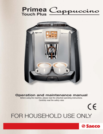 Saeco PRIMEA TOUCH PLUS Operating instructions | Manualzz
