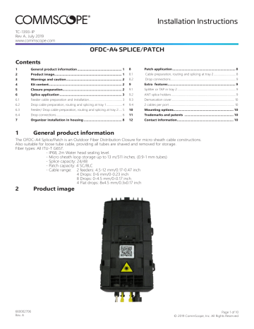 CommScope OFDC-A4 SPLICE/PATCH Installation Instructions Manual | Manualzz