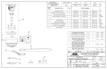 Hunter Fan 24542 Ceiling Fan Parts Guide | Manualzz