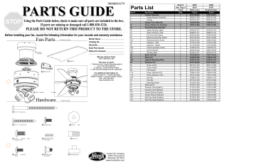 Hunter Fan 28051 Ceiling Fan Parts Guide | Manualzz