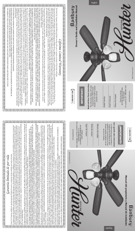 Hunter Fan 53225 Ceiling Fan Parts Guide | Manualzz