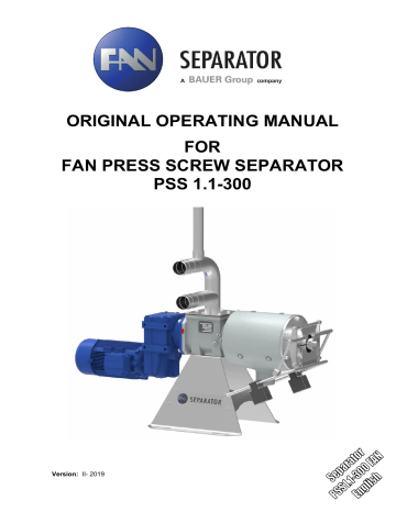 Bauer FAN Separator PSS 1.1-300 Operating Manual | Manualzz
