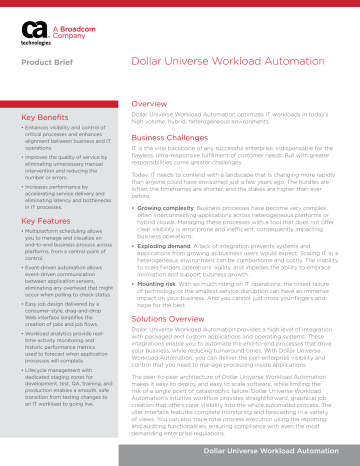 Broadcom Dollar Universe Workload Automation Specification | Manualzz