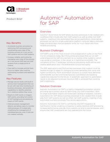Broadcom Automic Automation for SAP Specification | Manualzz
