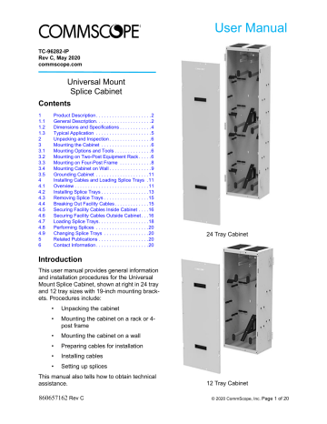 CommScope ODF-SPLCAB-24, ODFSPLCAB-12 User Manual | Manualzz