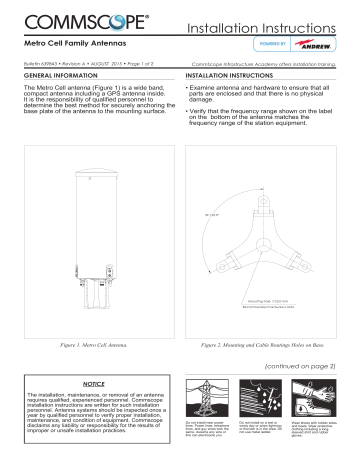 Andrew CommScope Metro Cell Series Installation Instructions | Manualzz