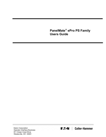 Eaton Cutler-Hammer PanelMate ePro PS Series User Manual | Manualzz