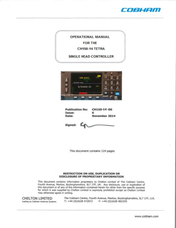 COBHAM СН150-14 Operational Manual | Manualzz