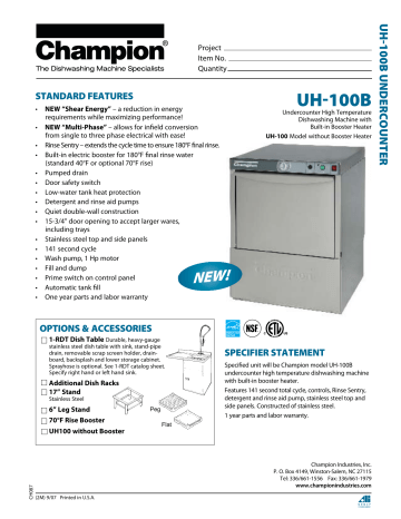 Champion UH-100B Specifications | Manualzz