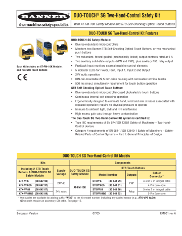 Banner DUO-TOUCH SG Manual | Manualzz
