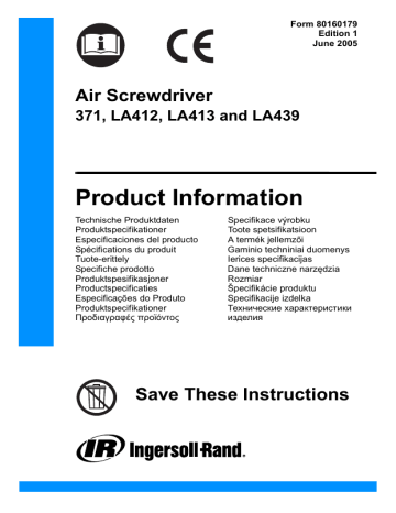 Ingersoll-Rand LA413 Produkt information | Manualzz