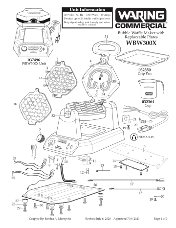 Waring WBW300X Bubble Waffle Maker Parts Diagram | Manualzz