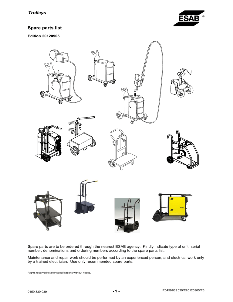 ESAB Trolleys Specification | Manualzz