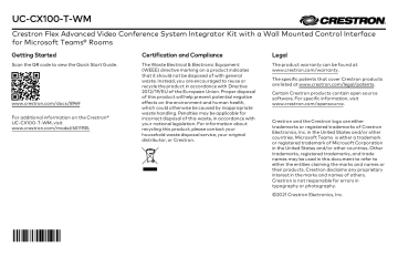 Crestron UC-CX100-T-WM Product information | Manualzz
