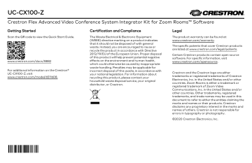 Crestron UC-CX100-Z Product information | Manualzz