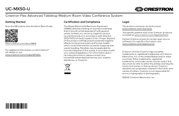 Crestron UC-MX50-U Product information | Manualzz