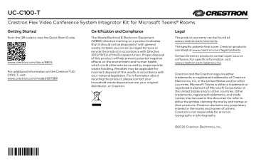 Crestron UC-C100-T Product information | Manualzz