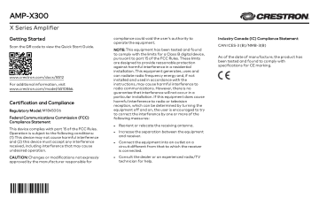 Crestron AMP-X300 Product information | Manualzz