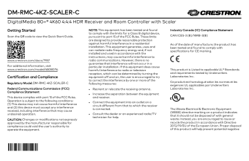 Crestron DM-RMC-4KZ-SCALER-C Product information | Manualzz