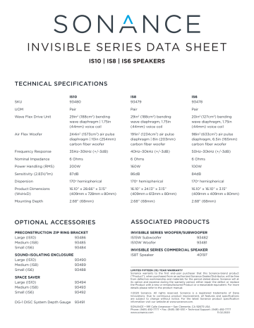 Sonance IS10 Data Sheet | Manualzz
