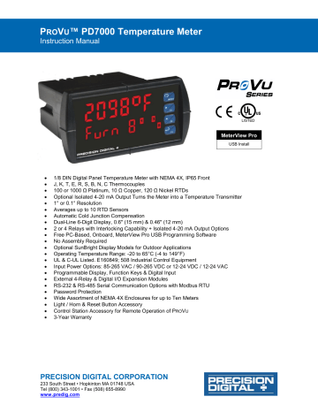 Precision Digital PD7000 Instruction Manual | Manualzz