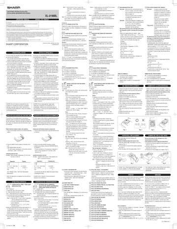 Sharp EL-2196BL Owner Manual | Manualzz