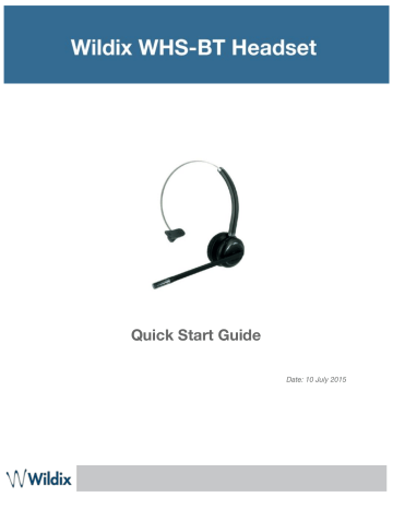 Wildix WHS-BT Quick Start Manual | Manualzz